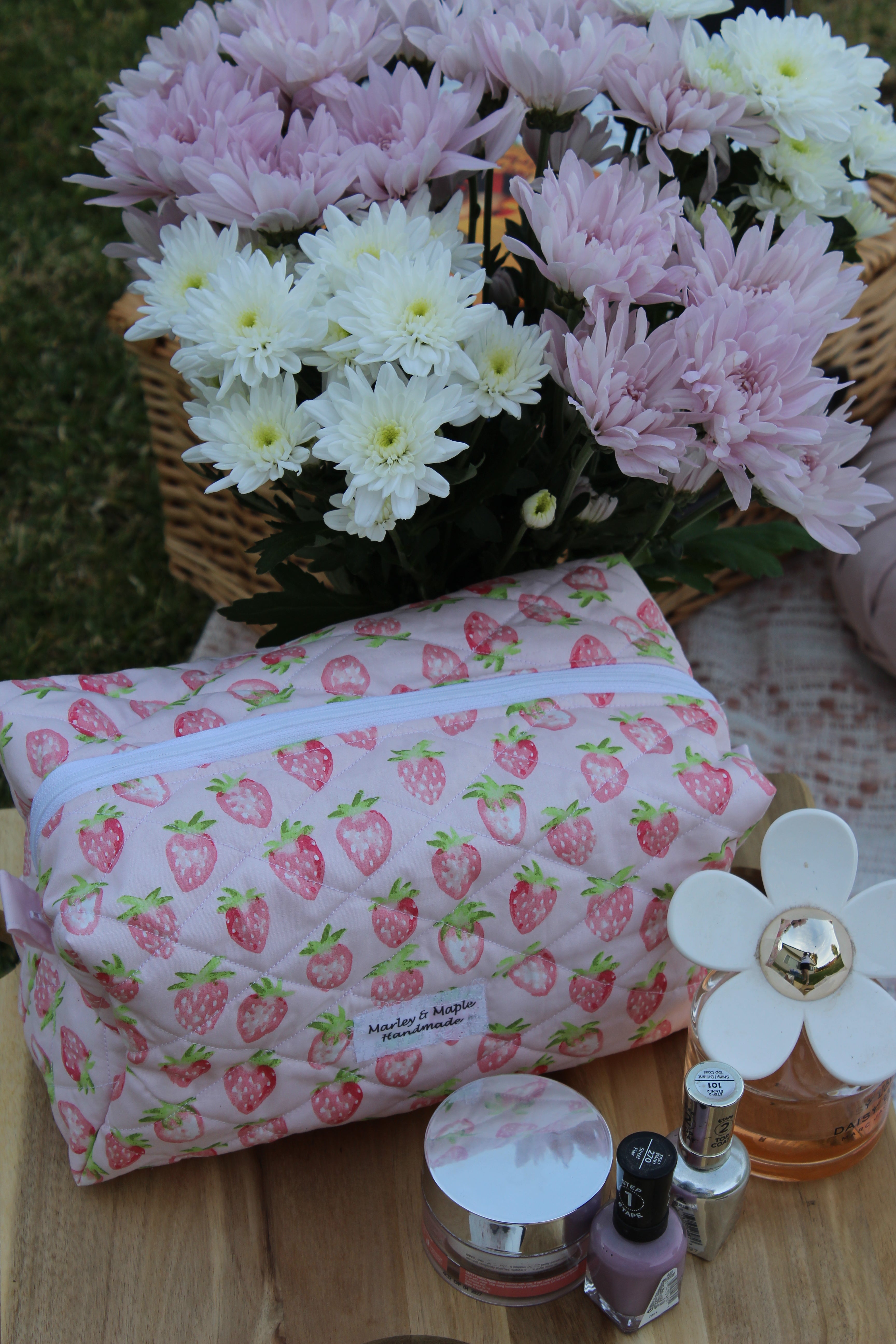 Makeup Bag Pink Strawberries – Marley & Maple Handmade